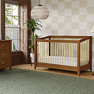 Babyletto Sprout 4-in-1 Convertible Crib with Toddler Bed Conversion Kit in Chestnut and Natural, Greenguard Gold Certified