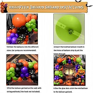 Halloween Balloon Arch Garland Kit,Halloween Balloons with Black Orange Green Purple Confetti Balloon Arch Kit with Pumpkin Balloons for Halloween Party Decoration……