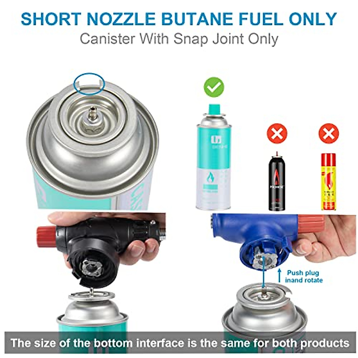 Yqlinnn 2 Pcs Butane Torch Kitchen Blow Lighter, Adjustable Nozzle Direction and Flame Size, Kitchen Torch Lighter Fits All Butane Tanks Ideal for Baking, Barbecue & Camping (Butane Gas Not Included)