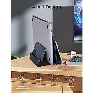 meatanty Dual Vertical Laptop Stand Holder 2 Slot MacBook Pro Vertical Stand Laptop Accessories, Desktop Storage for All MacBook/Surface/HP/Dell/Chrome Book Up to 17.3″ -Black