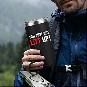 KIKERRO You Just Got Litt Up 20oz Stainless Steel Insulated Tumbler Cup Mug, Inspired by The Tv Show Suits Merchandise, Funny Gift for Suits Tv Show Fans, Birthday Christmas Gits, 20oz White