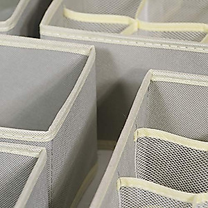 TENABORT 12 Pack Foldable Drawer Organizer Dividers Cloth Storage Box Closet Dresser Organizer Cube Fabric Containers Basket Bins for Underwear Bras Socks Panties Lingeries Nursery Baby Clothes Gray
