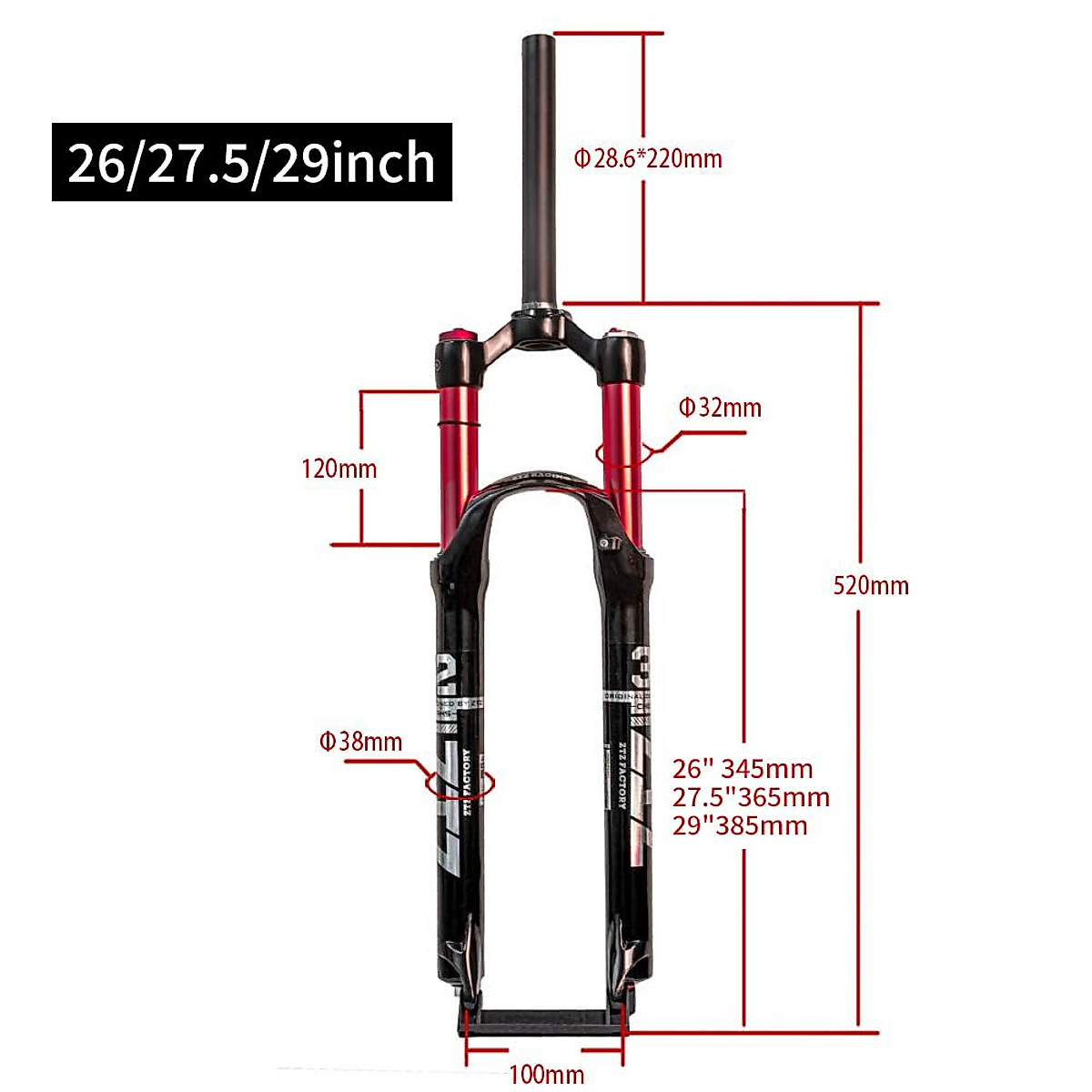 ZTZ 26/27.5/29 Inch Mountain Bike Front Fork,Dual Air Chamber Bike Suspension Fork, MTB Shock Absorber Air Fork