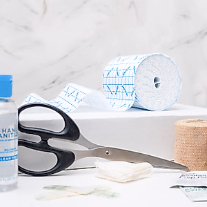 HEALQU Retention Tape Non Woven Adhesive Breathable Wear Resistent Fabric Easy Release Backing with Grid (2x11)