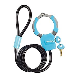 Master Lock 8275EURDPROBLU Cable Bike Lock with Cuff 1 Meter 8275EURDPROBLU-Best Used for Scooter, Troller, Strolers, Sport Equipments, Blue, One Size