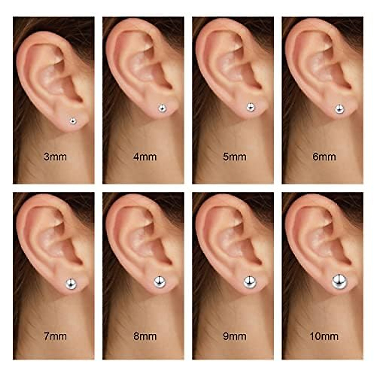 925 Sterling Silver Ball Stud Earrings Available in 3mm-10mm,Classic Round Ball Studs Hypoallergenic Jewelry (10mm)