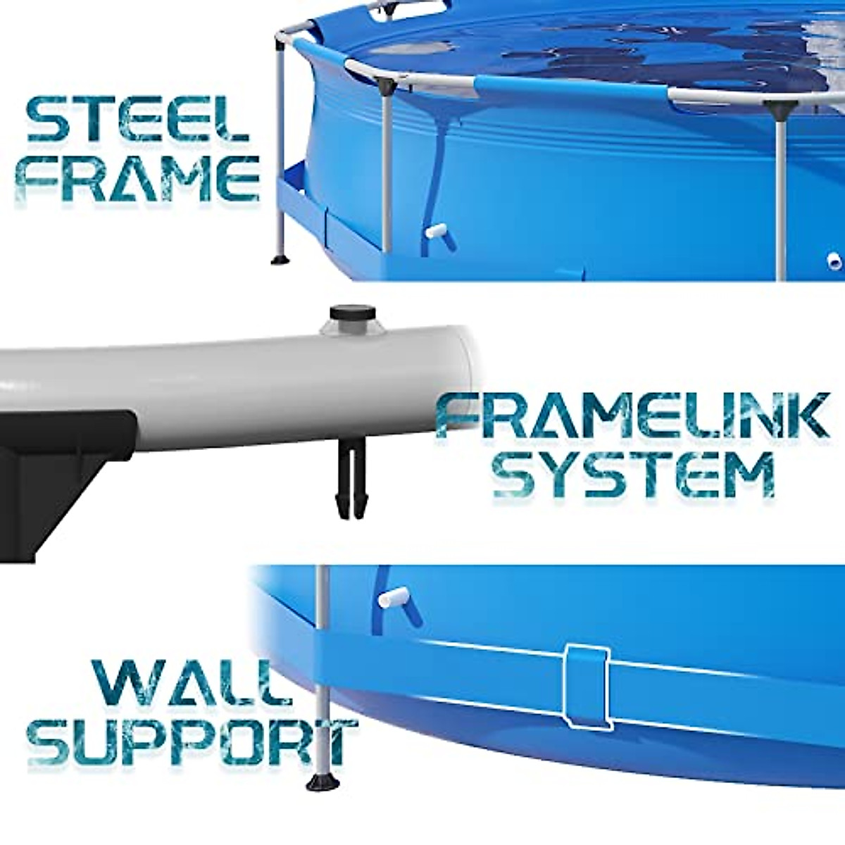 12FT x 30IN Outdoor Above Ground Frame Pool, 12 FT Pool Metal Frame Swimming Pool for Backyard, Garden Framed Pool for Kids, Family