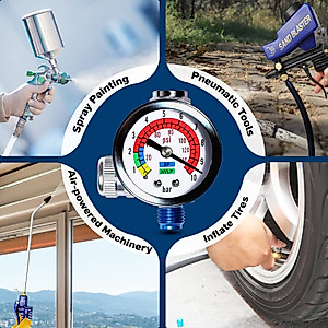 LE LEMATEC Air Compressor Regulator Valve with Pressure Gauge, for Precise Control in Air/Pneumatic Tool Applications, Spray Painting, Tire Inflation and More, ¼ NPT, 0-150 PSI (AR-01)