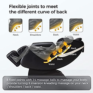 BOSSCARE Massage Chair Recliner with Zero Gravity, Full Body Airbag Easy to Assemble with Bluetooth Speaker, Foot Roller,Faux Leather, Brown