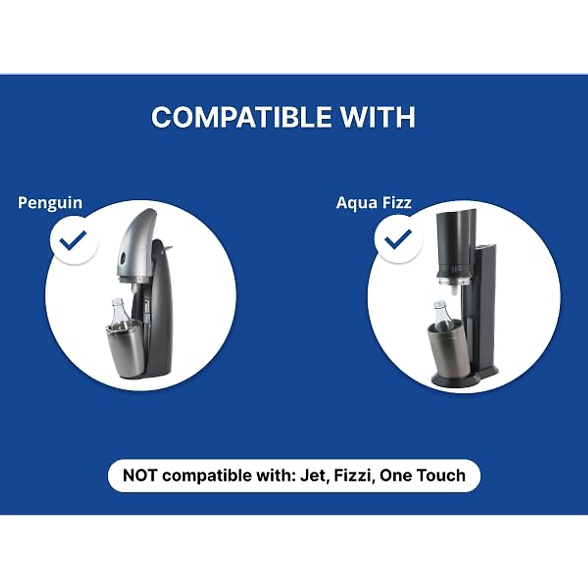 2 Glass Bottles for (NOT INTERCHANGEABLE WITH PLASTIC) SodaStream Aqua Fizz, Crystal and Penguin Carbonating Sparkling Water Machines