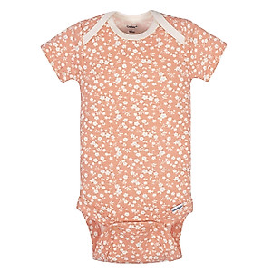 Grow by Gerber Baby Girls 5-Pack Short-Sleeve Onesies Bodysuits, Orange/Yellow/Green/Ivory, 12 Months