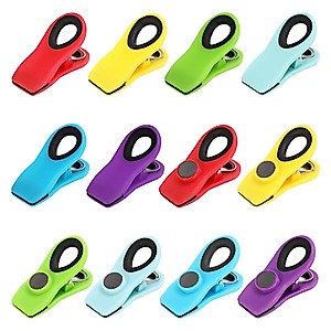 Bag Clips with Magnet, 6 Pack Assorted Bright Colors Magnetic Clips for Refrigerator, Magnet Clips, Chip Clips, Bag Clips for Food Storage, Snack Bags and Food Bags
