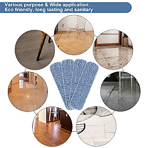 Replacement Microfiber Floor Cleaning Pads - 18''x5'' Dust Mop Refill Sweeping Pad Compatible with Bona Mop, Reusable Dry Mop Head Fits 17” to 18” Flat Mop - 4 Pack