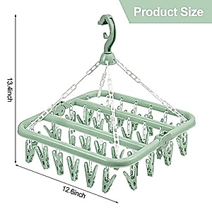 hautllaif Plastic Clothes Drying Hanger with 32 Clips and Drip Foldable Hanging Rack (Green)