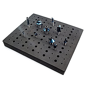 POWERTEC 71046 Router Bit Tray for 110 Bits, 1-5/16” Thick, 50 1/2 inch and 60 1/4 inch Shank Router Bits,Black