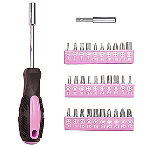 CARTMAN Tool Set General Household Hand Tool Kit with Plastic Toolbox Storage Case Pink