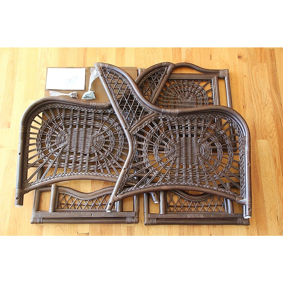 Malibu Lounge Loveseat Sofa Natural Rattan Wicker Handmade Design with Cream Cushions, Colonial Color