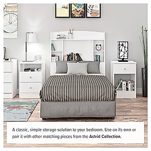 Prepac Astrid 6 Drawer Double Dresser for Bedroom with Crystal Knobs, Wide Chest of Drawers, Bedroom Furniture, Clothes Storage and Organizer, 15.5" D x 47.5" W x 26.85" H, White