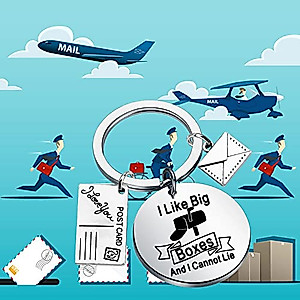 UJIMS Postman Keychain with Postcard Letter Charms Mail Carrier Gift Appreciation Gift for Postal Worker (Postman Keychain)