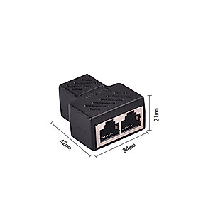 Oxsubor RJ45 Splitter Connectors Adapter 1 to 2 Ethernet Coupler Double Socket HUB Interface Contact Modular Plug Connect Network LAN Internet Cat5 Cat62 Pack (Can't Run Both at The Same TIME)