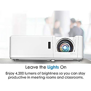Optoma ZH406ST Short Throw Full HD Professional Laser Projector | DuraCore Laser Technology | High Bright 4200 lumens | 4K HDR Input | Four Corner Image Adjustment | Network Compatible