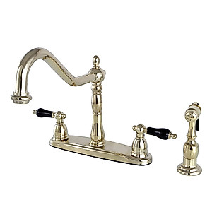 Kingston Brass KB1752PKLBS Duchess 8 inch Centerset Kitchen Faucet with Brass Sprayer, 8-5/8 inch In Spout Reach, Polished Brass