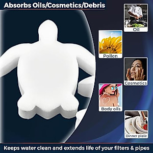 2 Pack - Turtle Oil Absorbing Sponge – for Swimming Pools Hot Tubs & Spas – Absorbs Oil Slime Grime and Scum