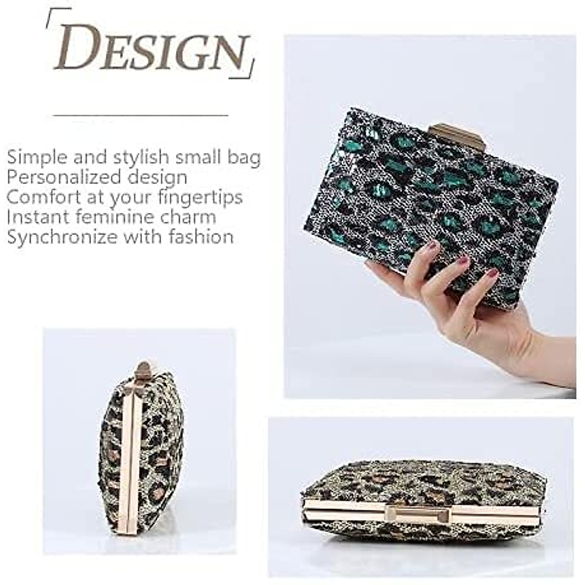 AYKDAS Purses & Totes, Evening Clutches & Crossbody Bags Women's Evening Bag, Leopard Print Style Messenger Party Wedding Bag (Color : Black)