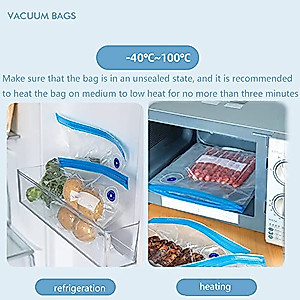SunnyPro Sous Vide Bags 15 PCS Reusable Vacuum Sealer Bags for Food with 2 Sealing Clips Reusable Vacuum Food Storage Bags Food Saver Bags for Vacuum Sealer 3 Sizes Vide Bags Kit BPA Free
