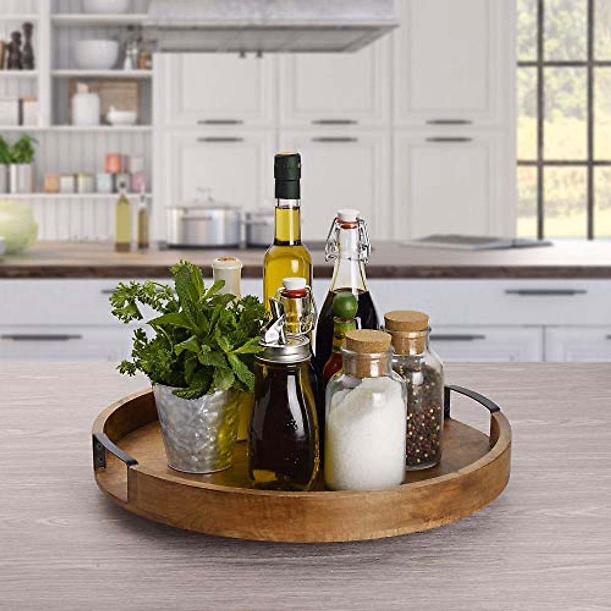 Gourmet Basics by Mikasa Lazy Susan Serving Tray, 18-Inch, Mango Round