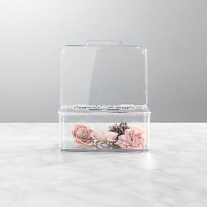 mDesign Plastic Cosmetic Storage Organizer Box Containers, Hinged Lid for Bedroom, Bathroom Vanity Shelf or Cabinet, Holds Masks, Palettes, Nail Polish, Lumiere Collection, 4 Pack - Clear