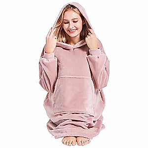 Surii Home Blanket Hoodie, Premium Oversized Wearable Blanket Sweatshirt for Women & Men, Super Soft, Cozy, One Size Fits All (Sepia Rose)