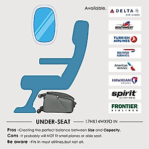 VERAGE Carry On Underseat Luggage with Wheels & USB Port, Wheeled Spinner Bag Carry-on Luggages for Airlines, Lightweight Suitcase Men Women, Pilots and Crew (14-Inch Plus)