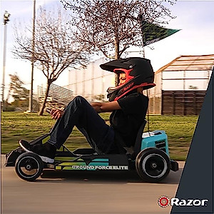 Razor Ground Force Elite-Electric Go-Kart for Ages 13+, Up to 14 MPH, Up to 40 Minutes of Continuous Use, 350-watt Chain-Driven Motor, Forward/Reverse Drive Switch, 36V Rechargeable Battery,Black, Large