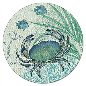 Counterart Oceana 4mm Heat Tolerant Tempered Glass Lazy Susan Turntable 13" Diameter Cake Plate Condiment Caddy Pizza Server