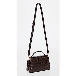 FRAME Women's Le Signature Small Top Handle Bag, Chocolate Croc, Brown, One Size