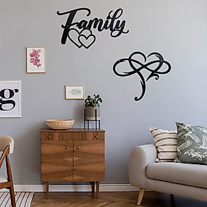 Moxweyeni 2 Pieces Metal Heart Wall Decor Black Love Sign Wall Art Geometric Wall Decor Cutout Metal Family Wall Signs for Home Garden Office Indoor Outdoor Decorations