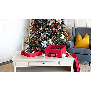Santa's Bags [Christmas Ornament Storage Box with Dividers] - (Holds 48 Ornaments up to 3 Inches in Diameter) | Acid-Free Removable Trays with Separators | 2 Removable Trays