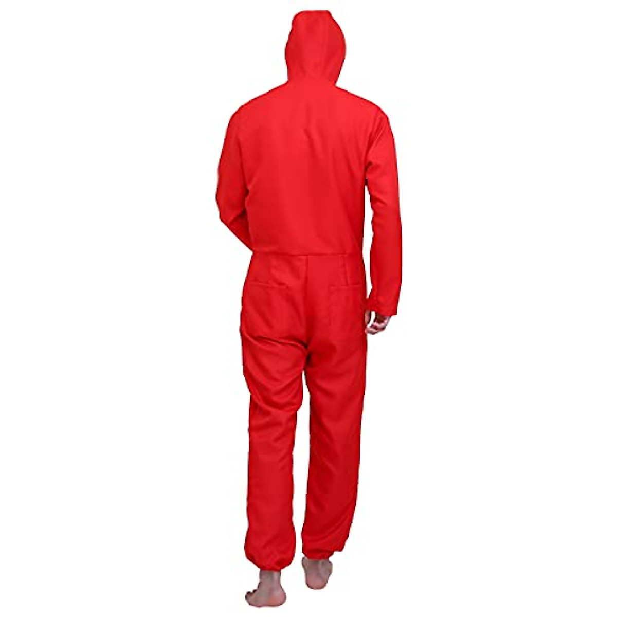 Angelaicos Unisex Red Jumpsuits Mask Costume Halloween Party Coverall (Large, Full Set)