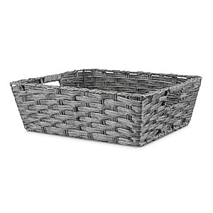 Whitmor Split Rattique Shelf Tote, Set of 2, Smokey