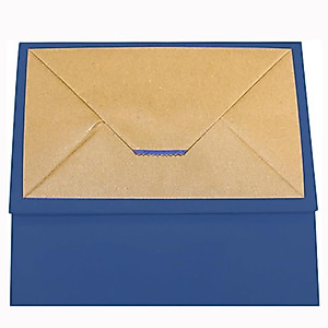 bagmad 50 Pack 5.25x3.25x8 inch Small Blue Gift Paper Bags with Handles Bulk, Kraft Bags, Craft Grocery Shopping Retail Party Favors Wedding Bags Sacks (Blue, 50pcs)