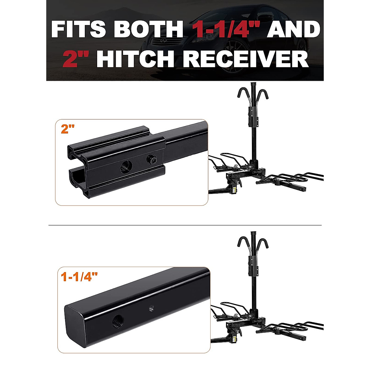 SIMETU&HS Bike Rack Carrier for Car Truck SUV，132 lbs Heavy Weight Capacity - Tray Style Smart Tilting Design (2-Bike Carrier)