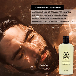 Mr Rugged Beard Wash and Conditioner for Men – (Peppermint 2-in-1, 4oz Bottle) Natural Beard Shampoo for Soft Beard – Strengthen and Improve Facial Hair Growth