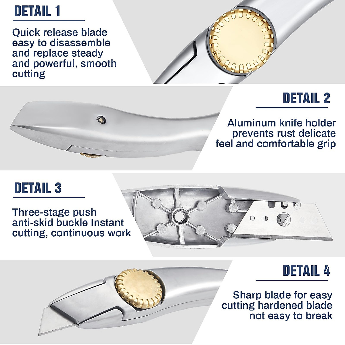 WILLBOND 1 Set Heavy Duty Shark Knife with Utility Knife Blades Replacement Roofing Tools Carpet Knife Blade Cutter for Indoor Outdoor