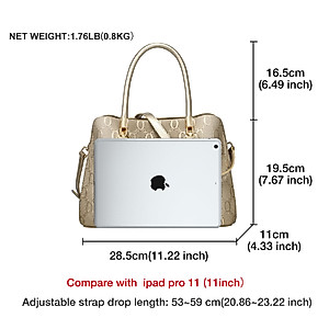 FOXER Designer Chain Pattern Tote Bag with Adjustable Strap and Top Handle - Cow Leather Ladies Handbag with Lock in Gold