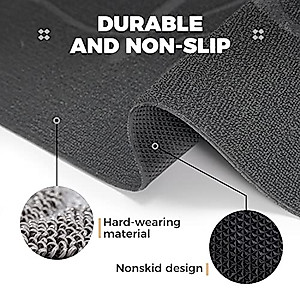 MatEssenz Front Door Mat, Durable Hello Door Mat Outdoor, Resist Dirt Welcome Mat for Shoes Scraper, Low Profile Indoor Door Mats, Doormat for Entrance, Garage, High Traffic Area(17X30, Grey)