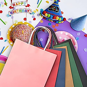 Nexmint 24-Pack Medium Pink Paper Gift Bags with Handle: Pink Gift Bags, Pink Paper Bag, Shopping Bag, Party Favor Bags, Treat Bags, Goodie Bag, Business Tchotchkes, Shopping Bag, Retail Bag, Kraft Paper Bag