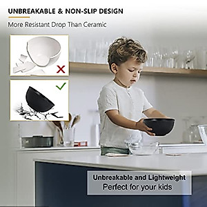 PYRMONT Cereal Bowl Set of 8-26 OZ Unbreakable Lightweight Bowls Set - Microwave and Dishwasher Safe Wheat Straw Bowls for Soup, Oatmeal, Pasta and Salad(Black Grey)