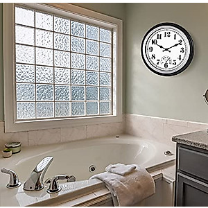 45Min 12 Inch Indoor/Outdoor Retro Round Waterproof Wall Clock with Thermometer, Silent Non Ticking Battery Operated Quality Quartz Wall Clock Home/Patio Decor(Silver F)