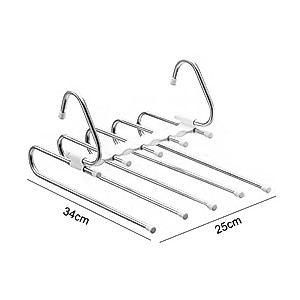 IULJH 5 in 1 Pant Hanger for Clothes Organizer Multifunction Shelves Closet Storage Organizer Stainless Steel Trouser Hangers